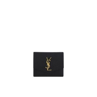 Saint Laurent Geldb&ouml;rse mit gepr&auml;gtem Logo und doppelten Kartenschlitzen - - Accessories - Damen - Schwarzk - ONE SIZE
