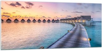 Arttor Wandbilder Dekoration Wohnzimmer Malediven Meer Panorama Bilder auf Glas 120x50cm Glasbild Schlafzimmer Küche Wand Kunstdruck Art Groß Wanddeko Bild i