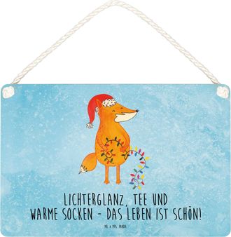 Mr. & Mrs. Panda Wandbild Holz Fuchs Weihnachten DIN A6 - Geschenk, Schild, T&uuml;rschild, Deko, Familie, Weihnachtszeit, Heiligabend, Holzschild, Winter, kleine aufmerksa