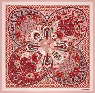 Ferragamo Damen Seidenhalstuch mit Monile-Print Rosa