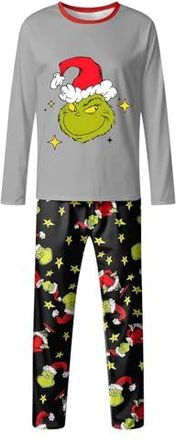Generic Le Grinch Pyjama Noel Famille De Grinch Enfant Couple Noël Femme Pull Hiver Assorti The Garcon Ensemble Deguisement Costume Ensembles Coton Homme Bebe