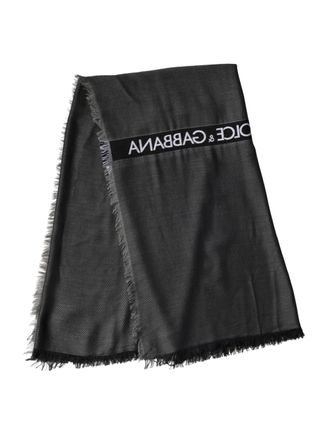 Dolce & Gabbana Black Modal Warmer Shawl Fringes 140cm X 134cm Men Scarf And White Silk Wool