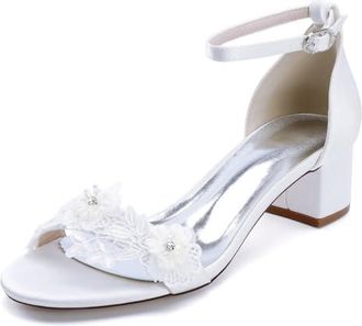 Generic Chaussures Mariage Femme &Eacute;t&eacute; Bout Ouvert Haut Talons Sandales Confortable Talon Bloc Mode Mari&eacute;e Talons Bas4.5Cm,Blanc,39 EU
