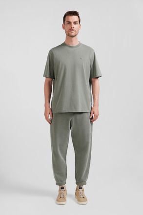 Eden Park T-shirt Manches Courtes Unisexe En Coton Surteint Uni Kaki Coupe Oversized