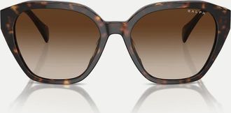 Ralph Lauren Cat-Eye-Sonnenbrille mit braunen Gl&auml;sern in gl&auml;nzendem dunklen Havana