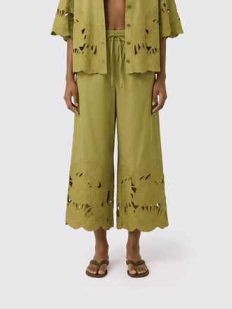 Zimmermann Cropped Mahon-Hose mit weitem Bein aus Baumwolle und Spitzeneins&auml;tzen