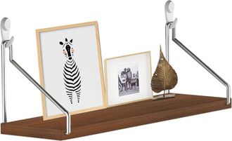 Generic Schwebendes B&uuml;cherregal, Schwimmendes Wandregal aus Holz, B&uuml;cherregal-Wanddekoration ohne Bohren f&uuml;r Badezimmer, Wohnzimmer, Pflanzen, K&uuml;che