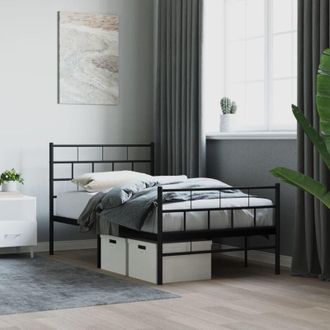 vidaXL Bettgestell mit Kopf- und Fu&szlig;teil Metall Schwarz 75x190 cm vidaXL