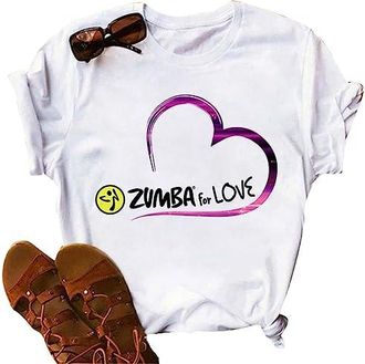 Keephen Zumba Athletic Top Graphic Manches Courtes T-Shirt Col Rond Danse Entra&icirc;nement Top Casual Tee pour Femmes Slim Fit