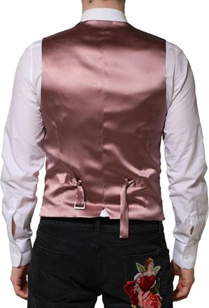 Dolce & Gabbana Pink Wool Dress Formal Men Waistcoat Vest