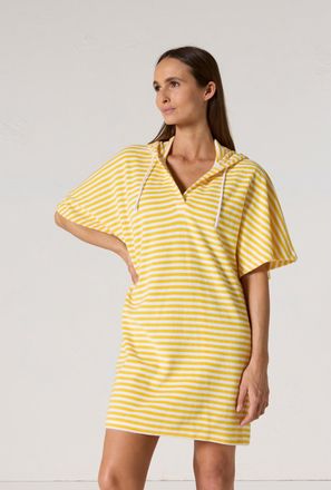 Jott Robe &eacute;ponge &agrave; capuche Jaune abeille ray&eacute; Pearl stripe - Taille S