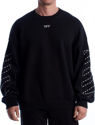 Off-white Stich Arr Diags Strickcrew Herrensweater OMHE191C99KNI0011061