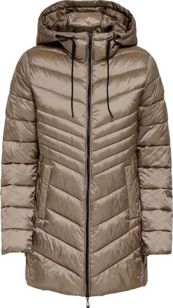 Only Steppjacke ONLY ONLMIMI COAT CC OTW, Damen, Gr. XL, beige (fossil), Steppware, Obermaterial: 100% Nylon, unifarben, Po-bedeckend, Jacken Steppjacke, K