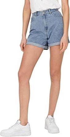 Only Shorts Femme Taille Haute Design 5 Poches Fermeture à Bouton Fermeture éclair Bermudas Courts, Couleurs:Bleu-Clair, Taille:XS