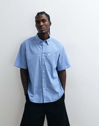 Carhartt Work in Progress Keene - Chemise ray&eacute;e &agrave; manches courtes - Bleu