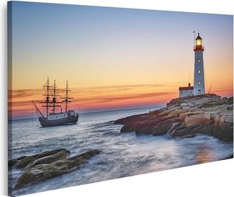 Islandburner Bild auf Leinwand Schiff Leuchtturm Schiff Leuchtturm Bilder Wandbilder Poster JDRA-1P