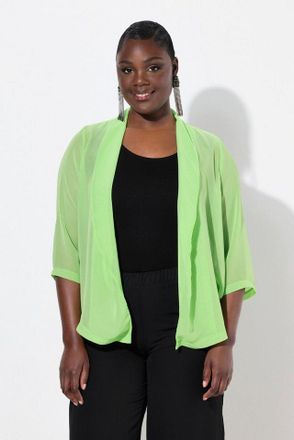 Ulla Popken Kurzjacke Chiffonjacke Oversized Schalkragen 3/4-Arm