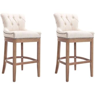 Clp Lot de 2 Tabourets de Bar Lakewood en Tissu Cr&egrave;me Antique clair