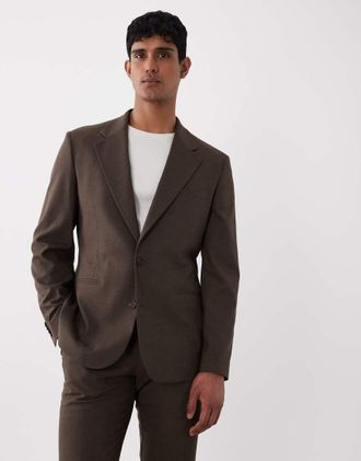 Asos Blazer de costume ajust&eacute; - Marron chin&eacute;-Brown