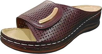 QUINTRA Mode dété femme couleur unie bout ouvert respirant talon oblique usure extérieure plage grandes sandales pantoufles chaussures femmes baskets 41, roug