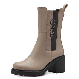 Marco Tozzi by Guido Maria Kretschmer Damen Chelsea Boots aus Kunstleder mit Absatz, Braun (Taupe Comb), 37