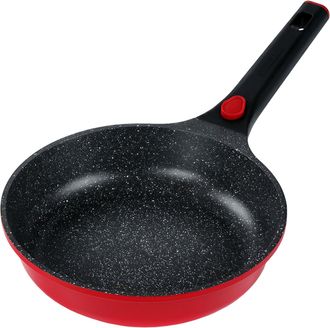 STONELINE SMART Bratpfanne 24 cm, Pfanne Aluguss, Abnehmbarem Griff, Pfanne Induktion, Alle Herdarten, Antihaftbeschichtet mit echten Steinpartikeln, Rot