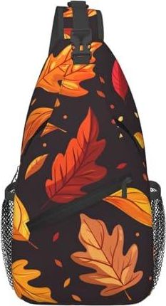 Generic Sacoche Bandouliere Motif de feuilles d&eacute;rable dautomne Casual Sling Bag Durable Sac &agrave; Dos Militaire pour Homme &eacute;cole Femme
