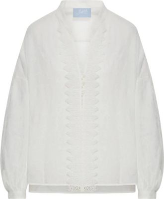 Seafarer Femme, Blouses et Chemises, Blanc, Taille: 36 FR Chemisier avec empi&egrave;cement en dentelle