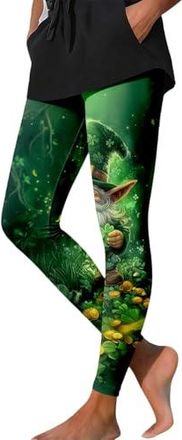 Generic St Legging pour femme, taille haute, leggings anti-roulis, leggings de yoga, leggings de loisirs, pantalons &agrave; enfiler pour personnes &acirc;g&eacute;es, vert, XXL