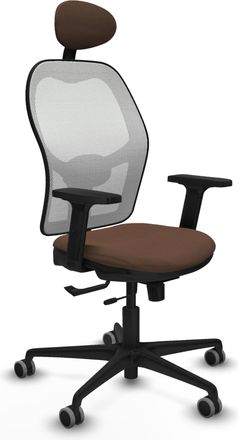Piqueras y Crespo Brauner Schreibtischstuhl Jorquera mit 2D-Armen, h&ouml;henverstellbarer Lendenwirbelst&uuml;tze und festem Kopfteil, ausgestattet mit Syncro/Traslack und injiz