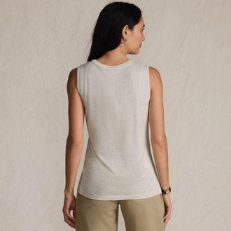 Lands End Top aus Leinenmix, Damen, Gr&ouml;&szlig;e:40-42 regular, Beige, Baumwolle/Leinen/Baumwoll-Mischung, by Lands End