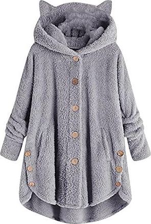 ZYUEER Sweat &agrave; Capuche Femme Pas Cher Pull en Cachemire Sweatshirt Cat Hoodies Grande Taille Veste Polaire Pullover Jacket Hiver Chaud (v-Gris, M)
