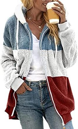 TOMWELL Veste Chaude dhiver Femmes Manteau Sweats à Capuche Zippé Fermeture Éclair Épais Manteau éPaissir Veste Doublure Polaire avec Poche Hoodie Veste Cordo
