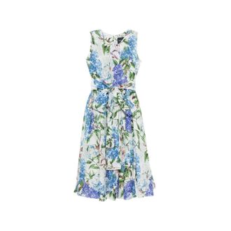 Samantha Sung Femme, Robes, Multicolore, Taille: 36 FR Robe Midi &agrave; Col Ras du Cou avec Ceinture