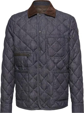 Moncler Moncler Surchemise Matelass&eacute;e En Denim Kryen, Homme, Bleu, Taille: 0