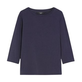 Max Mara Femme, Tops, Bleu, Taille: 40 FR Chemise Classique en Coton avec Motif Papillon
