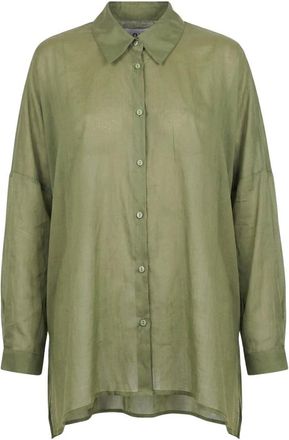 Ni&ugrave; Niu, Femme, Blouses et Chemises, Vert, Taille: 36 FR Camicia Rettangolo