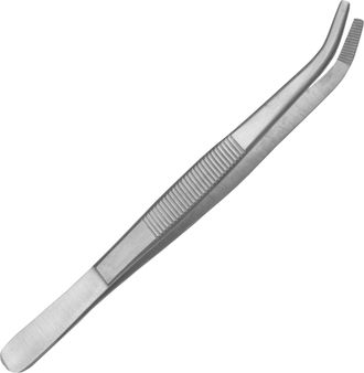 May Kochpinzette - Küchenpinzette - Wendepinzette - Grillzange - 14 cm lang - gebogene Spitze - Edelstahl