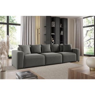 Fun M&ouml;bel Sofa Designersofa Bigsofa megan 3-Sitzer in Stoff Salvador Grau