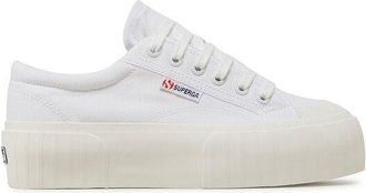 Superga Sneakers aus Stoff Stripe Platform 2631 S5111SW Weiß