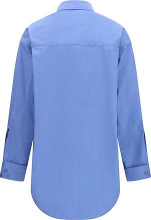 Balenciaga Asymmetric Colorblock Cotton-Silk Shirt - Blue