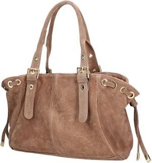 Gave Lux Sac &agrave; main pour femme en cuir v&eacute;ritable Made in Italy 20x21x33 cm GLX22010923FBG, taupe, Taille unique