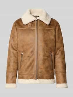 Mc Neal Regular Fit Jacke mit Kunstfellkragen in Leder-Optik