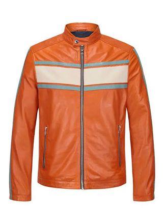 Milestone Herren Lederjacke orange Lammnappa