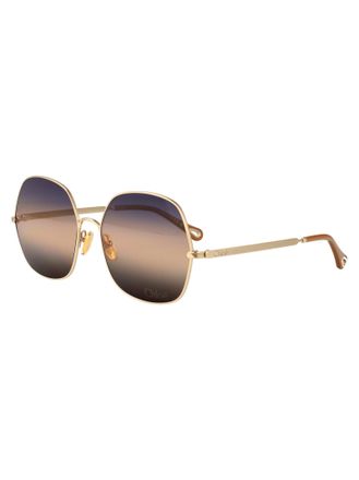 Chlo&eacute; Womens Sunglasses Ch0282s Gold-Blue Gold-Gold-Blue Metal Gold/gold/blue