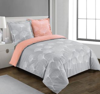 Vision Streetwear Parure housse de couette Ginko Grey - housse de couette 200x200cm Avec 2 taies assorties 65x65cm - 100% Coton