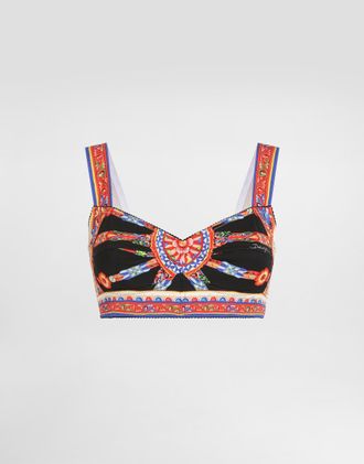 Dolce & Gabbana Top Aus Charmeuse Mit Carretto-print - Frau Blusen Und Tops Mehrfarbig 42
