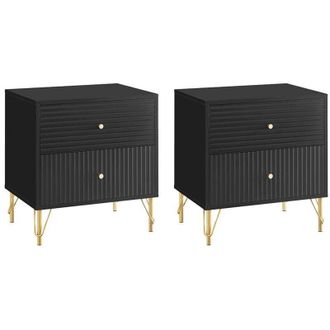 Vente-Unique Vente-unique - Lot de 2 tables de chevet avec 2 tiroirs - Noir - lureo