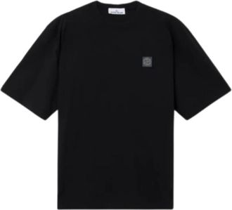 Stone Island Homme, Tops, Noir, Taille: 2XL T-shirt en jersey de coton peign&eacute; coupe classique
