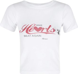 Fiorucci Femme, Tops, Blanc, Taille: 38 FR Make Hearts Beat Again T-Shirt